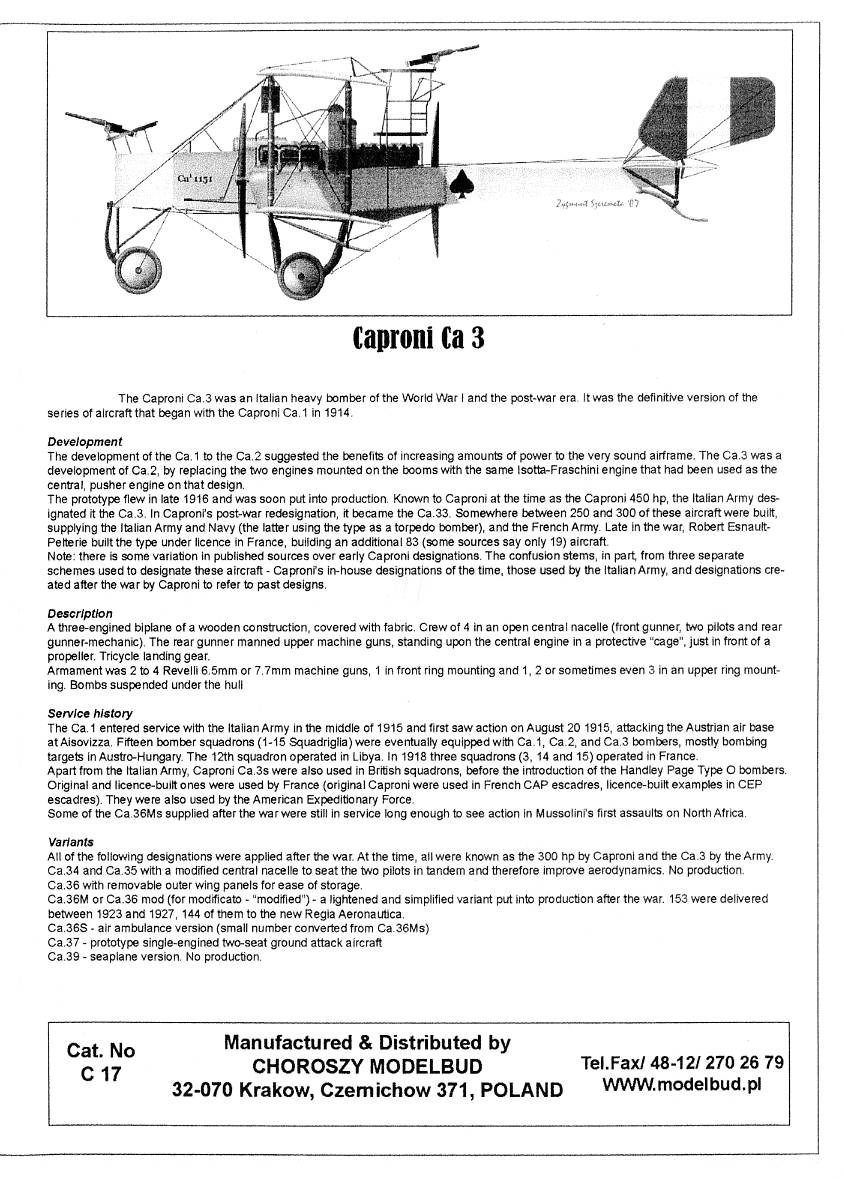 Caproni Ca3 - Choroszy 1/72